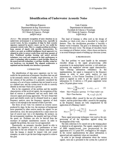 Identification Of Underwater Acoustic No Pdf Image Segmentation Statistical Classification