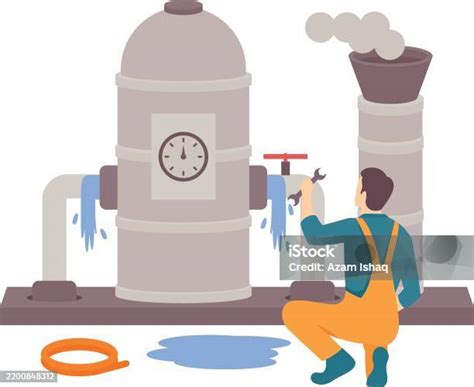 사람 작업 위에 조작상 소방관 보일러 개념 난방 엔지니어 교체 압력 벨브 벡터 디자인 배관공사 노동자 기치 재주꾼 서비스 장면 Hvac 기술자 스톡 일러스트 공기조화에 대한