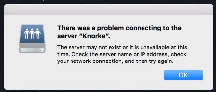 Network Server Connection Error Message For Inactive Server Reappears Regularly Ask Different