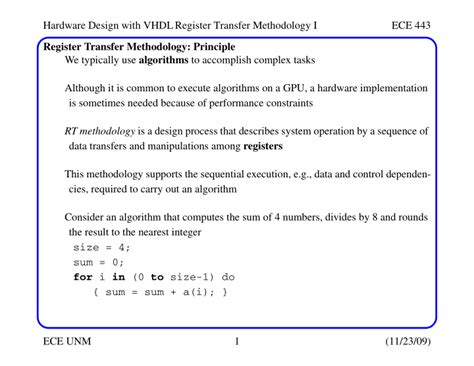 Ppt Hardware Design With Vhdl Register Transfer Methodology I Ece 443 Powerpoint