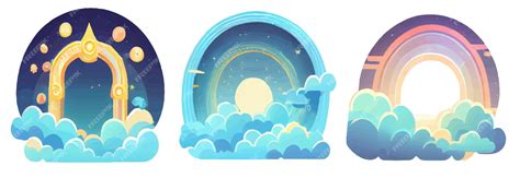 흰색 배경에 포털 Ui 게임 레벨 업 개념 Isolabe의 벡터 그림 설정 프리미엄 Ai 생성 이미지