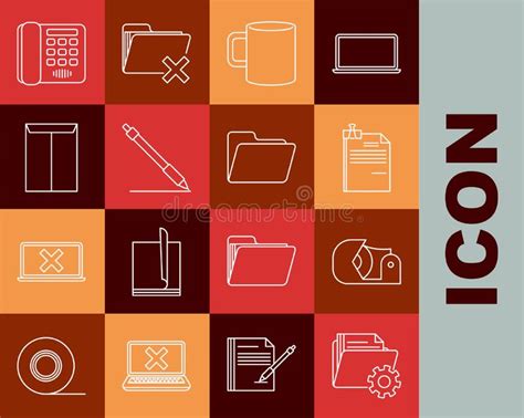 Set Line Folder Settings With Gears Scotch File Document And Binder