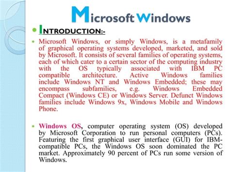 Introduction To Ms Windows Pdf Operating Systems Computer Software And Applications