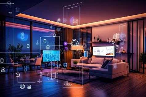 Modern Living Room Interior With Furniture And Media User Interface