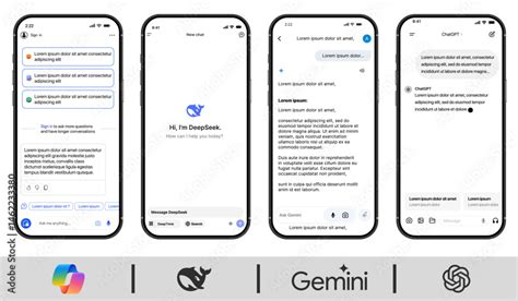 vector de stock chatgpt gemini deepseek copilot ui mockup 2025 ai