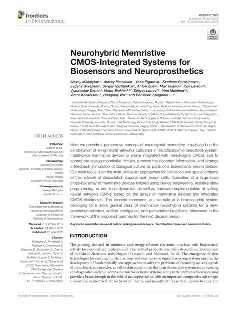Pdf Neurohybrid Memristive Cmos Integrated Systems For Biosensors And