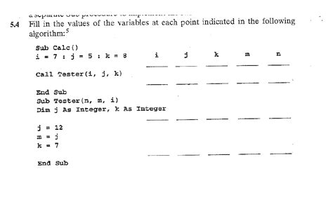Solved Fill In The Values Of The Variables At Each Point