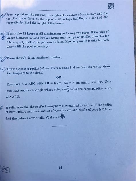 Cbse Class 10th Maths Board Exam 2020 Check Class 10 Maths Full Question Paper Here Standard
