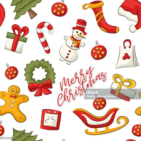 크리스마스와 새 해 완벽 한 패턴입니다 다채로운 유치 장식 배경을 반복 합니다 손으로 그린 낙서 만화 스타일 현대 겨울 휴가 개념을 디자인 합니다 벡터 일러스트입니다 0명에