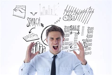 Premium Photo Angry Businessman Shouting Against Data Analysis Doodles