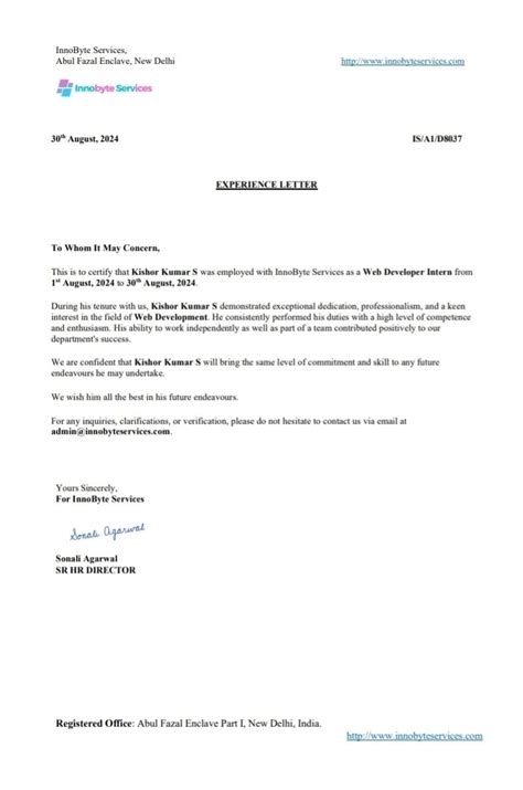 Kishor Kumar S On Linkedin Internship Frontenddevelopment Webdevelopment Innobyteservices