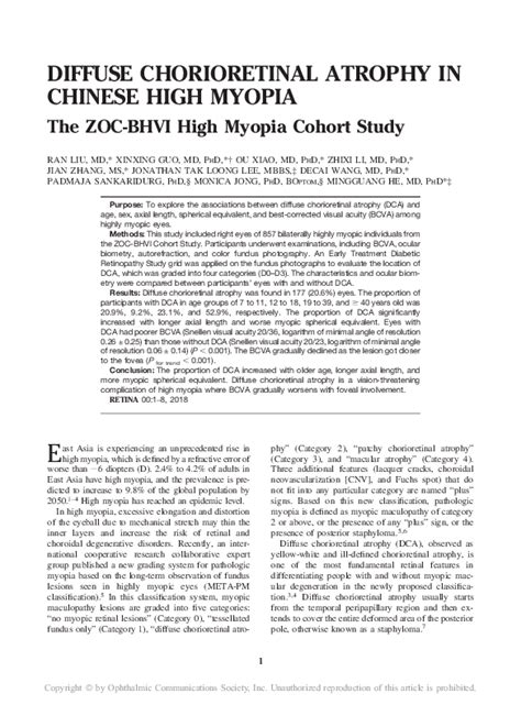 Pdf Diffuse Chorioretinal Atrophy In Chinese High Myopia