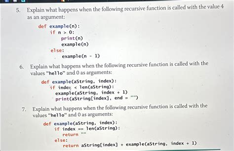 Solved Explain What Happens When The Following Recursive
