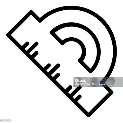 Protractor Line Icon Ruler For Measuring Degree Symbol Outline Style