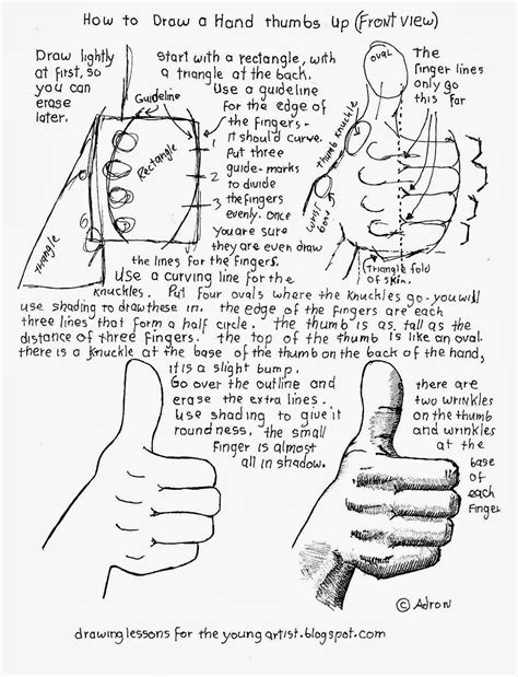 Free How To Draw A Hand Thumbs Up Front View Worksheet How To Draw