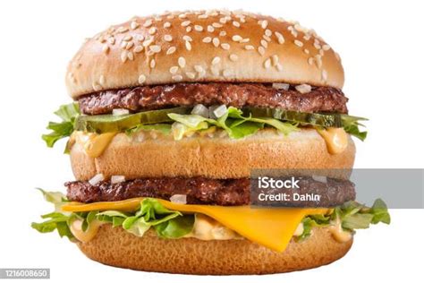 흰색 배경에 고립 된 더블 커틀릿 치즈와 샐러드와 올바른 햄버거 0명에 대한 스톡 사진 및 기타 이미지 0명 고기 굽기 Istock