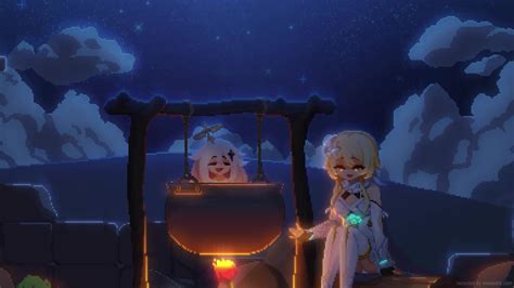 Lumine Cooking Paimon Genshin Impact Pixel Live Wallpaper Moewalls