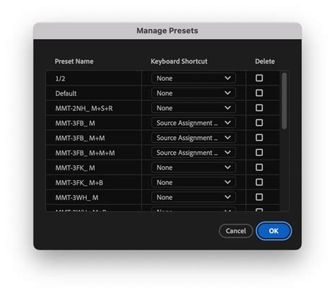 Manage Source Assignment Preset Keyboard Shortcut Adobe Community 15271612