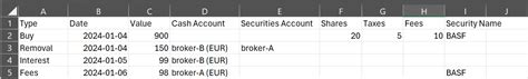 Importing A CSV File Portfolio Performance Manual