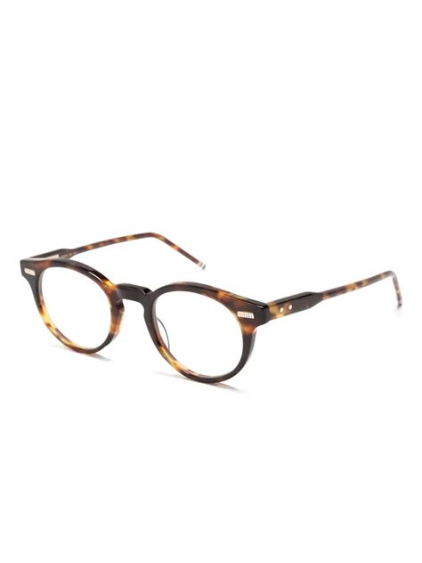 Thom Browne Eyewear Tortoiseshell Round Frame Glasses Brown Farfetch Uk