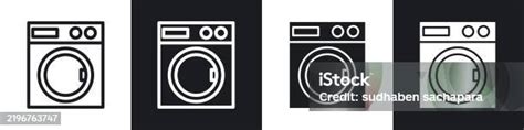 세탁기 아이콘은 흑백으로 채워지고 선 스타일로 설정됩니다 개념에 대한 스톡 벡터 아트 및 기타 이미지 개념 개념과 주제 건축 Istock