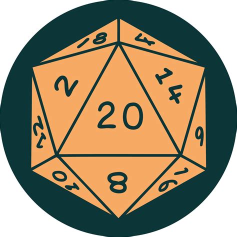 Icon Of Natural 20 D20 Dice Roll 12101776 Vector Art At Vecteezy