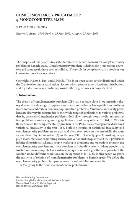 Pdf Complementarity Problem For η Monotone Type Maps