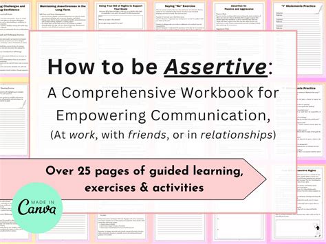 Assertiveness Workbook For Building Confidence And Effective Communication Worksheet Mental