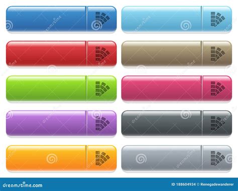 color swatch icons on color glossy rectangular menu button stock
