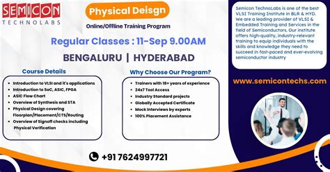 Semicon Technolabs Pvt Ltd Is Introducing A New Physical Design Training Batch Starting On