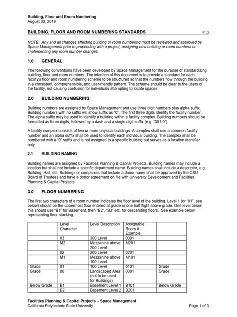 Building Floor And Room Numbering Standards V13 Pdf