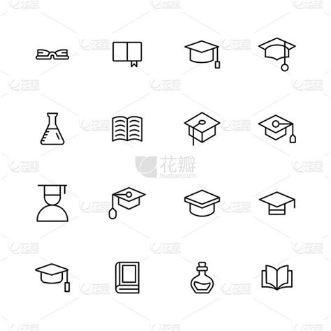 简单的一套学院图标在时尚的路线风格。