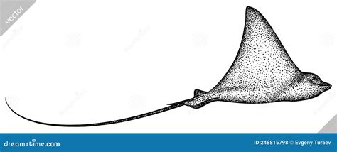 Stingray Vector Line Icon Symbol Pictogram Sign Light Abstract Geometric Background