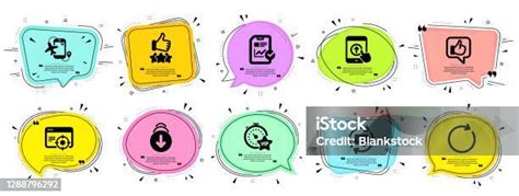 기술 아이콘이 설정됩니다 등급 별 동기화 Vip 타이머 표지판으로 아이콘이 포함되어 있습니다 벡터 고객에 대한 스톡 벡터 아트 및 기타 이미지 Istock