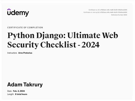 Websecurity Django Python Cybersecurity Professionaldevelopment Udemy Adam Takrury