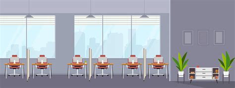 비어 있는 현대적인 사무실 인테리어는 별도의 작업장과 복도가 있는 공동 작업 창작 공간을 엽니다 데스크탑 모던 모니터 실내 가구와 업무 환경을 공유합니다 사무실에 대한 스톡