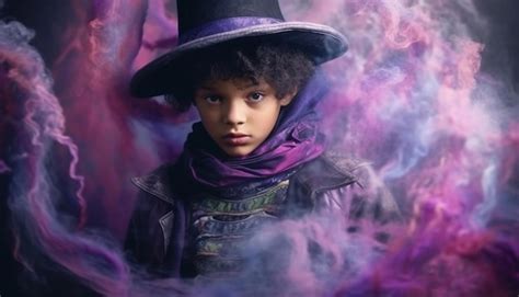 Premium Ai Image A Spooky Halloween Night A Cute Witch Looking At Camera Generated By