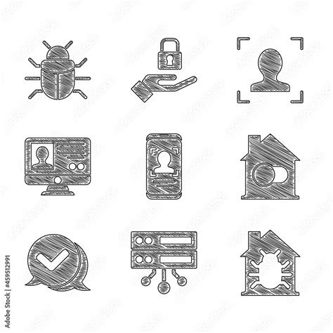 Set Mobile And Face Recognition Server Data Web Hosting House System Bug Smart Home Check