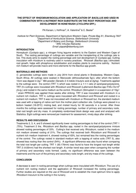 Pdf The Effect Of Rhizobium Inoculation And Application Of Bacillus