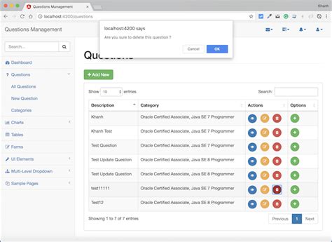 Questions Management Frontend Build Question Deletion Using Angular
