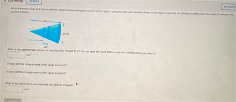 Solved T DETAILS MY NOTES Write A Rieman Sum And Then A Chegg Com