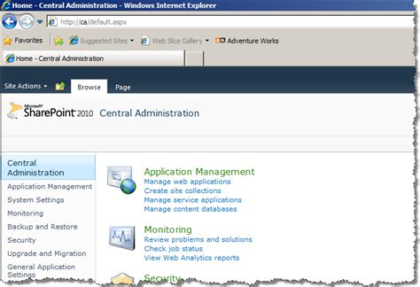 Easy Access To Sharepoint Central Administration For Developers Waldek Mastykarz