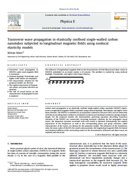 Pdf Transverse Wave Propagation In Elastically Confined Single Walled Carbon Nanotubes