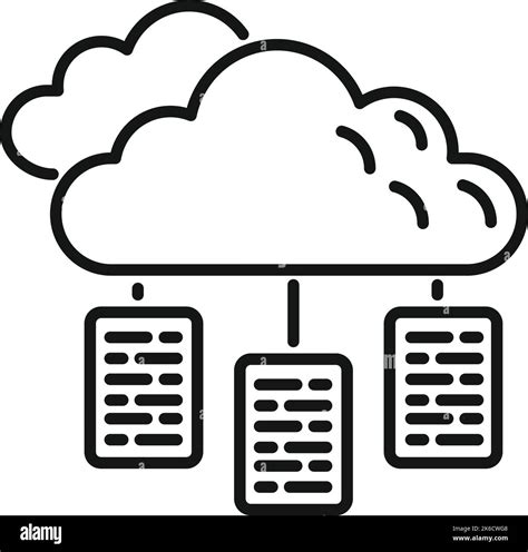 Cloud Data Server Icon Outline Vector Software System Laptop Support