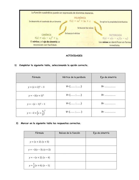 Función Cuadrática Activity For 4° Live Worksheets