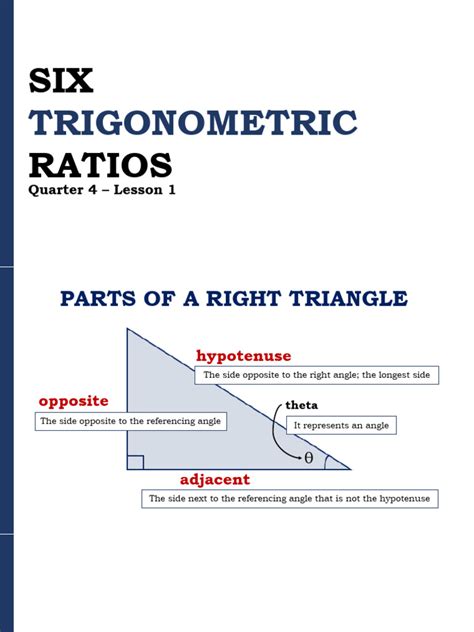Q4 L1 Six Trigonometric Ratios Pdf Trigonometric Functions