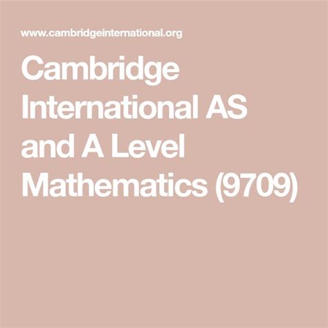 Cambridge International As And A Level Mathematics 9709