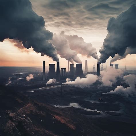 Premium Ai Image The Smokestacks Of Many Coal Fossil Fuel Power