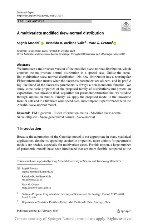 A Multivariate Modified Skew Normal Distribution Request Pdf