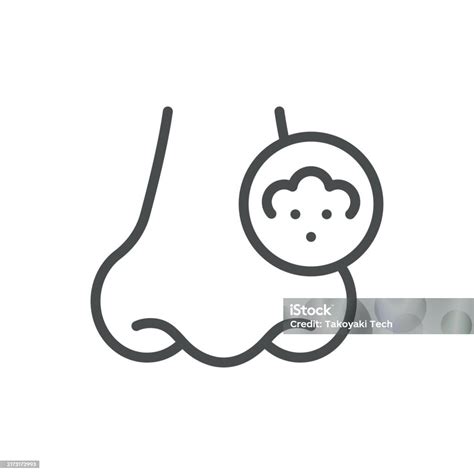 비강 진균 감염 아이콘입니다 진균증 감염을 나타내는 곰팡이 기호가 있는 코의 얇은 선 그림 진균성 부비동염 및 호흡기 건강에 대한 의료 벡터 표시 건강 진단에 대한 스톡